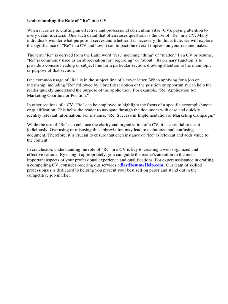 What Is Re in A Cover Letter | PDF | Résumé