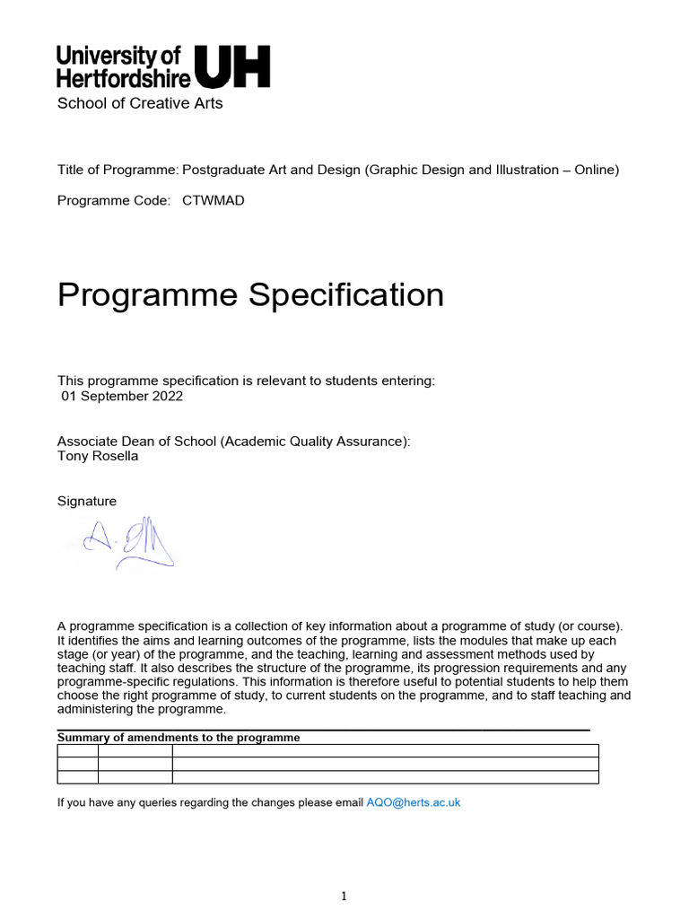 2022 Programme Specification Ma Art and Design Graphic Design - Online ...