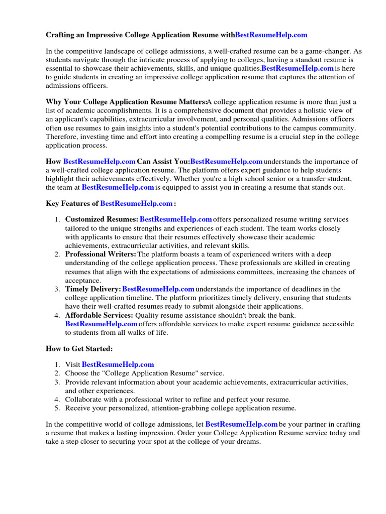 College Application Resume Examples | PDF | Résumé | Application Software