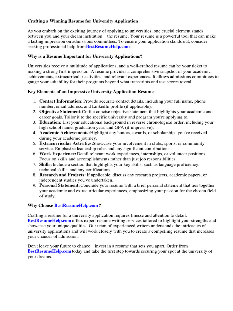 Resume For University Application | PDF | Résumé | University And ...