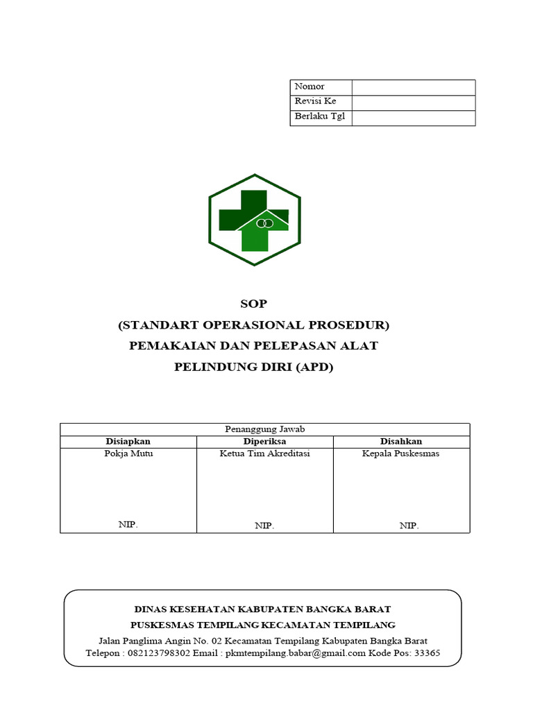 SOP Pasang Lepas APD FIX | PDF