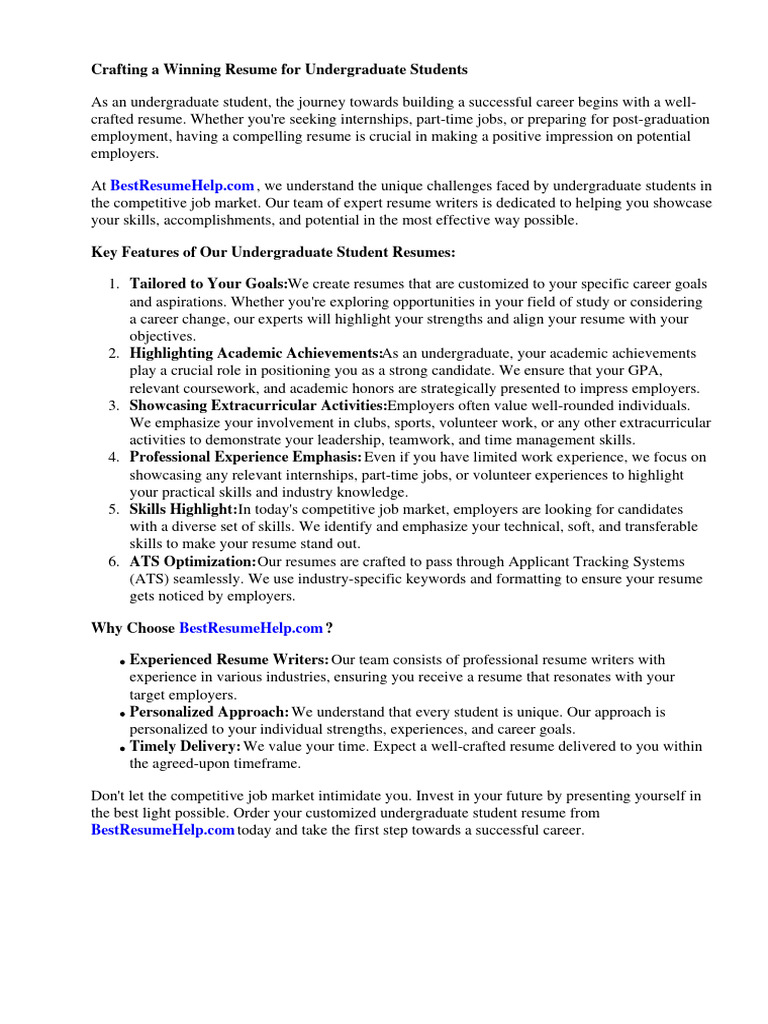 Undergraduate Student Cover Letter Examples | PDF | Résumé | Internship