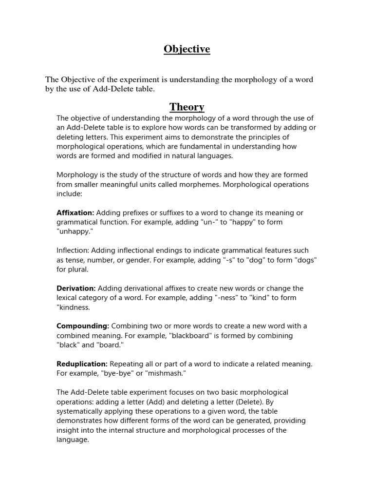 experiment 3 | PDF | Morphology (Linguistics) | Language Mechanics