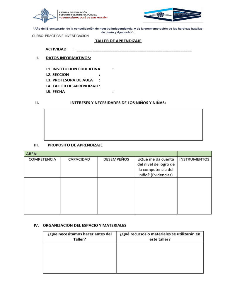 Formato Del Taller | PDF