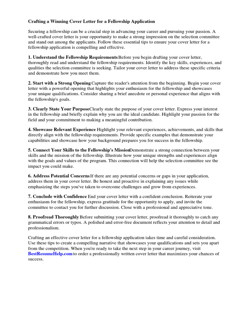 How To Write A Cover Letter For A Fellowship | PDF | Myocardial Infarction