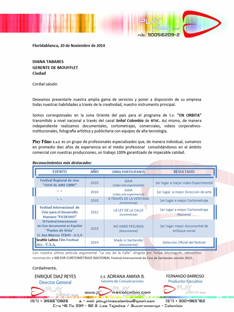 Modelo De Carta De Presentacion Corporativa