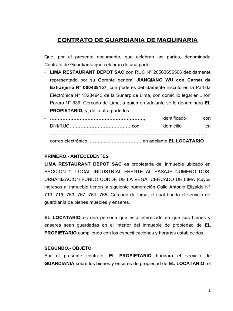 Contrato de Guardiania | PDF | Propiedad | Arbitraje