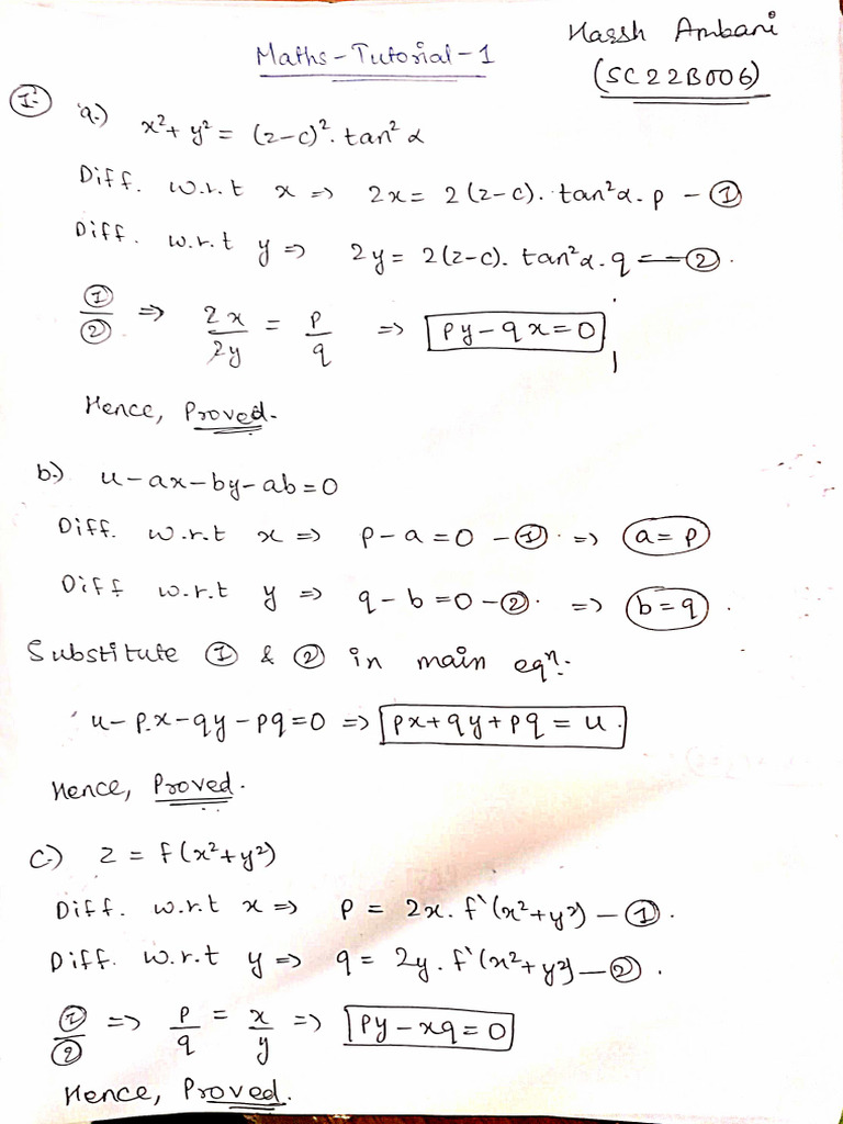Maths Tutorial 1 | Pdf