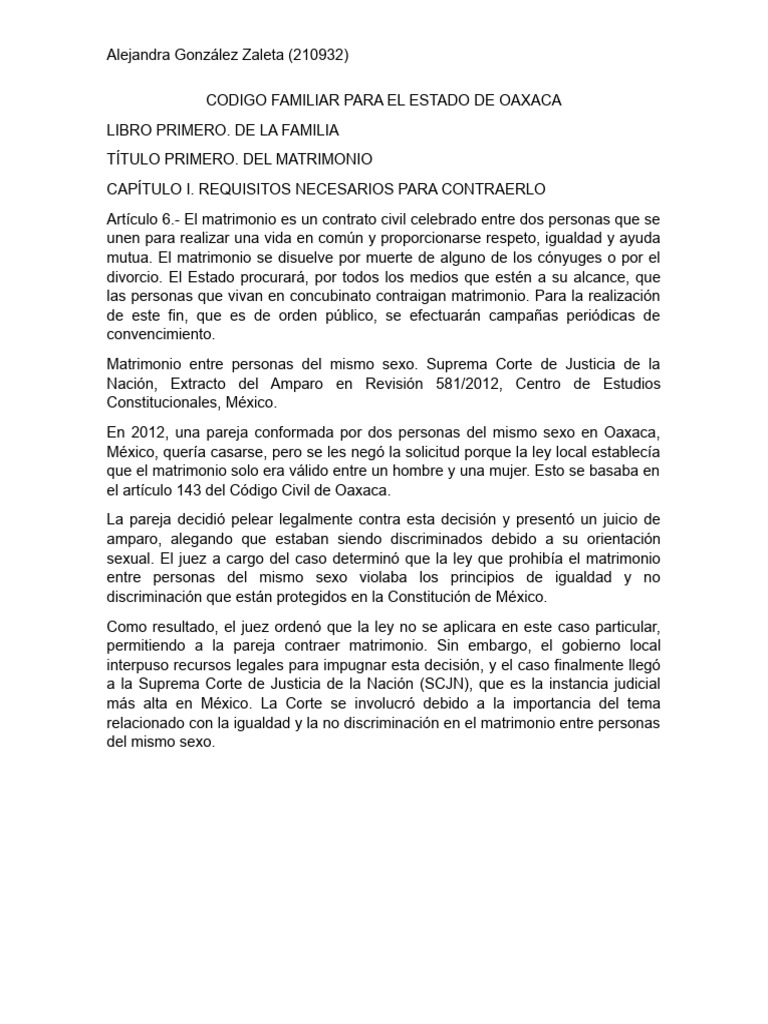 Codigo Familiar para El Estado de Oaxaca | PDF