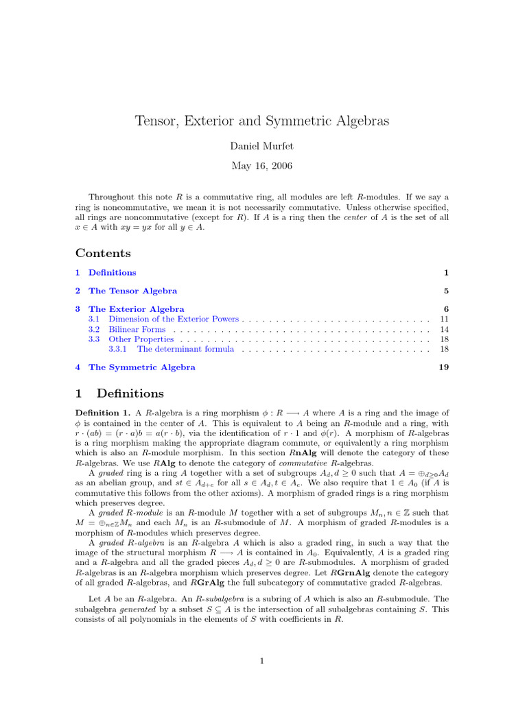 Tensor Exterior Symmetric Pdf Ring Mathematics Module Mathematics