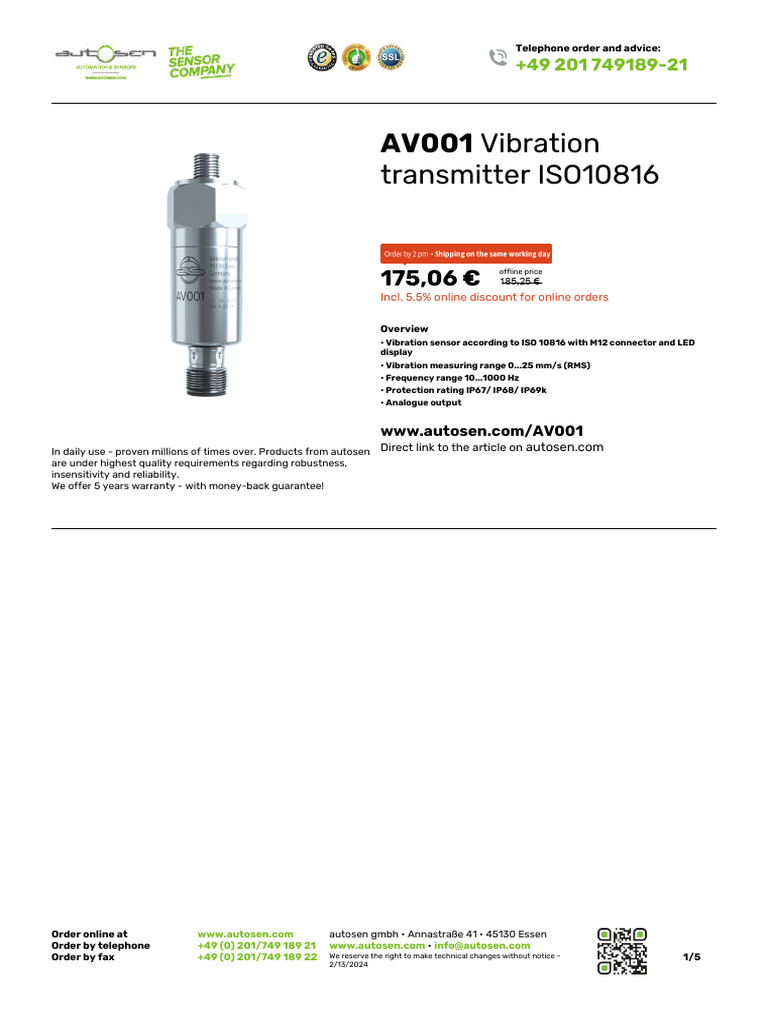 Vibration Transmitter ISO10816-AV001 | PDF | Electrical Connector ...