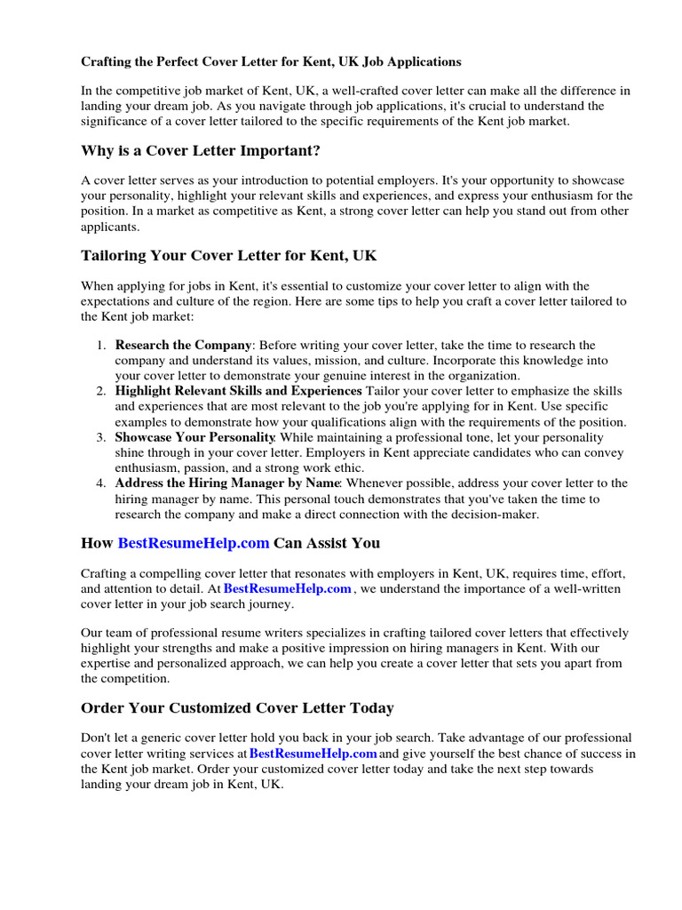 Cover Letter Uk Kent | PDF | Experience | Recruitment
