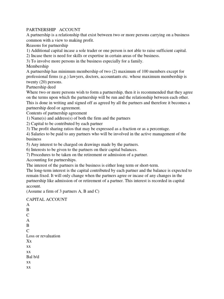 Partnership Account Management Guide | PDF | Balance Sheet | Partnership