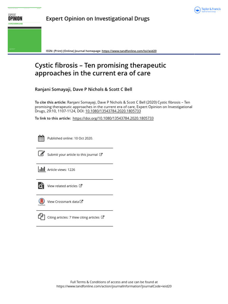 Cystic Fibrosis: 10 Promising Therapies | PDF | Diseases And Disorders ...