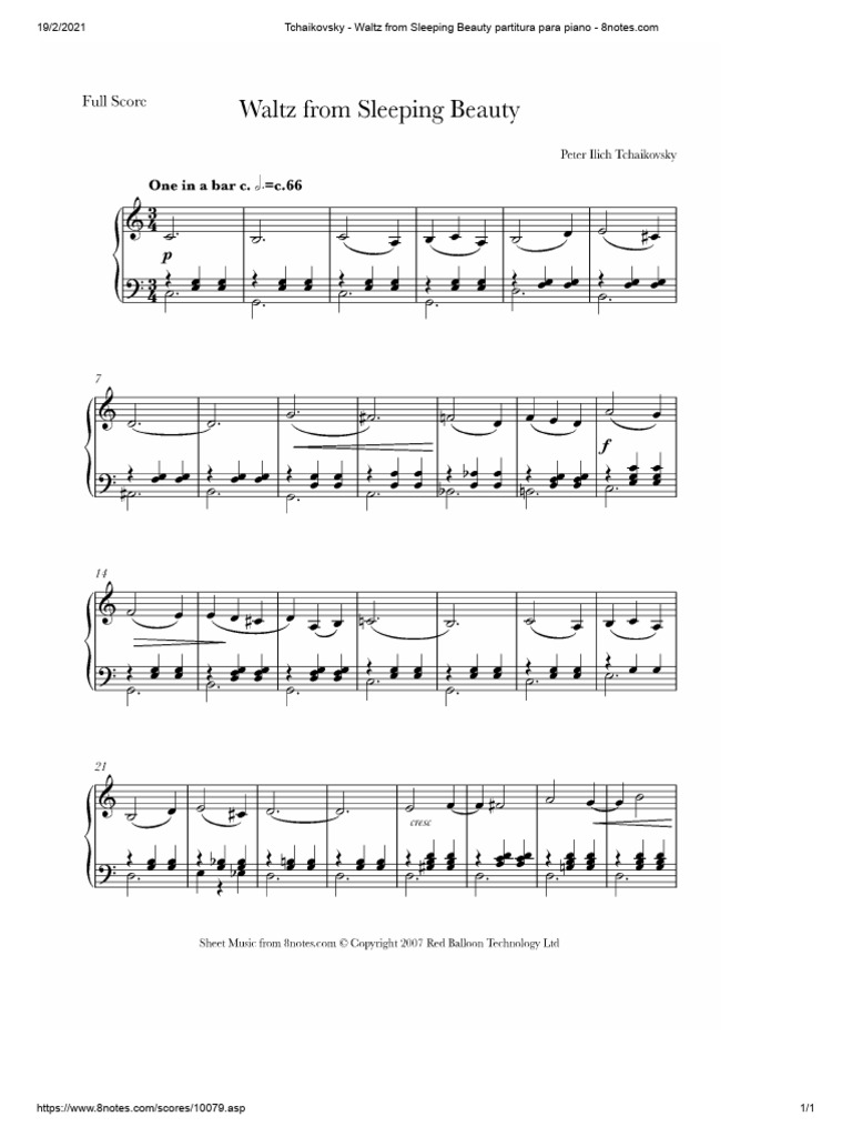 Tchaikovsky's Sleeping Beauty Waltz for Piano | PDF
