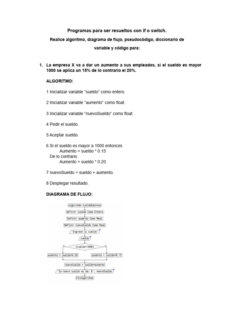 Programas para Ser Resueltos Con If o Switch | PDF | Algoritmos ...