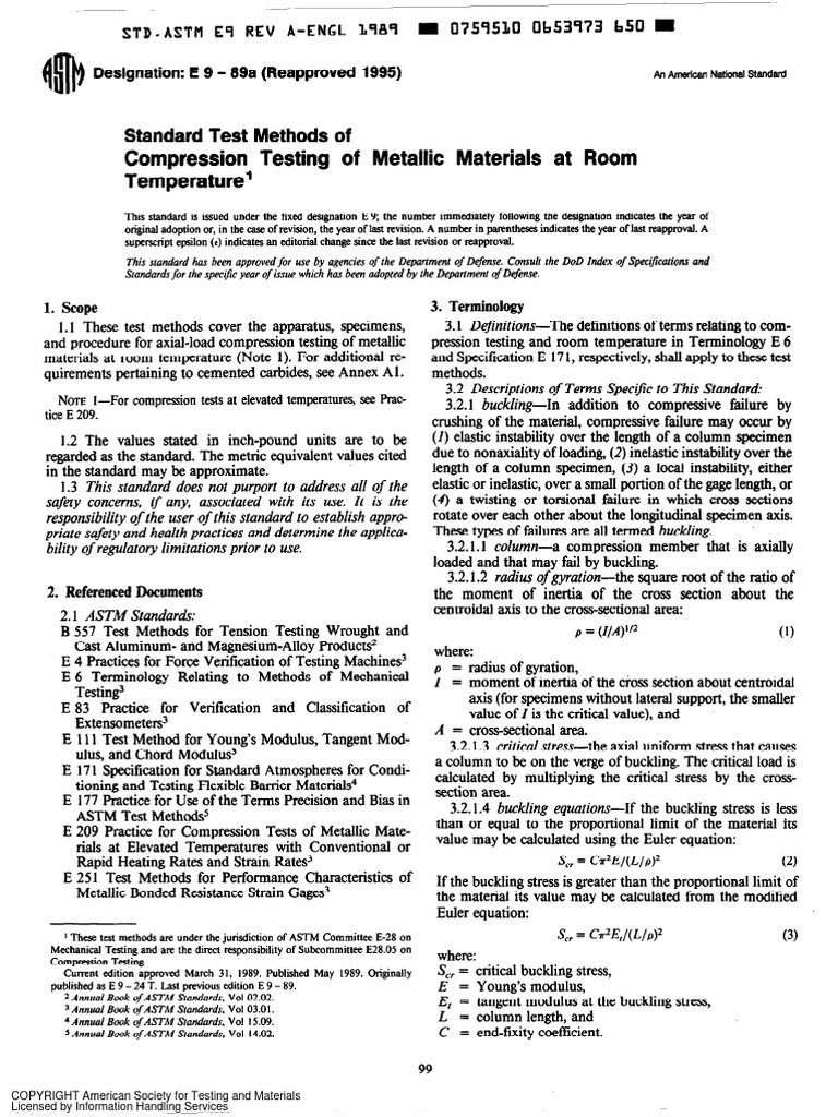 Astm E9 | PDF | Strength Of Materials | Yield (Engineering)