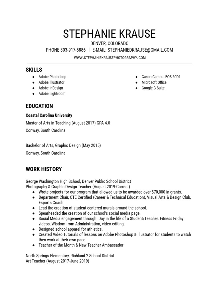 Stephanie Krause Resume 2023 | PDF | Graphic Design | Social Media
