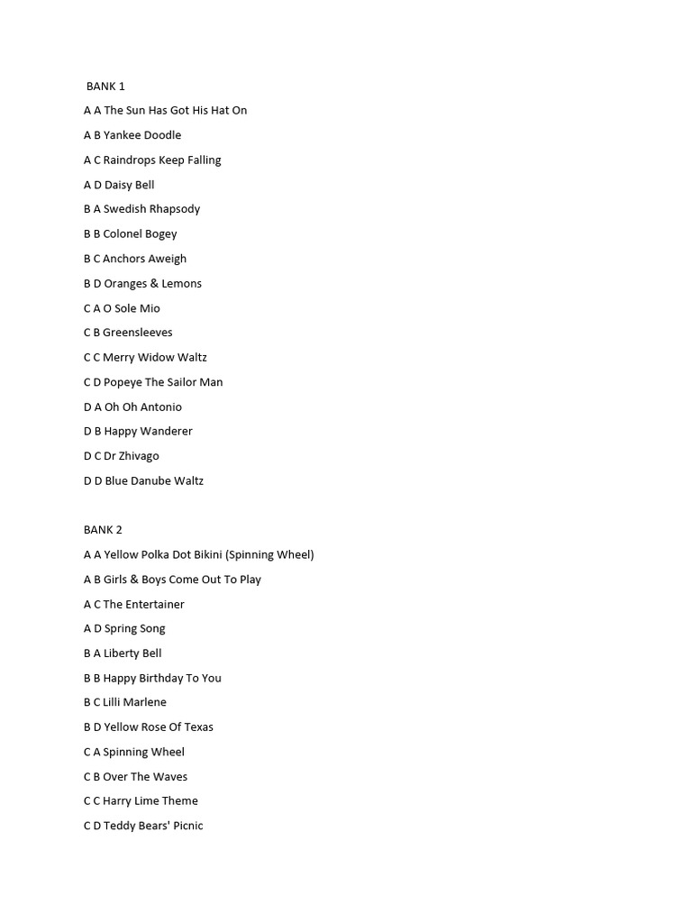 Harmony 64 Chimes List | PDF