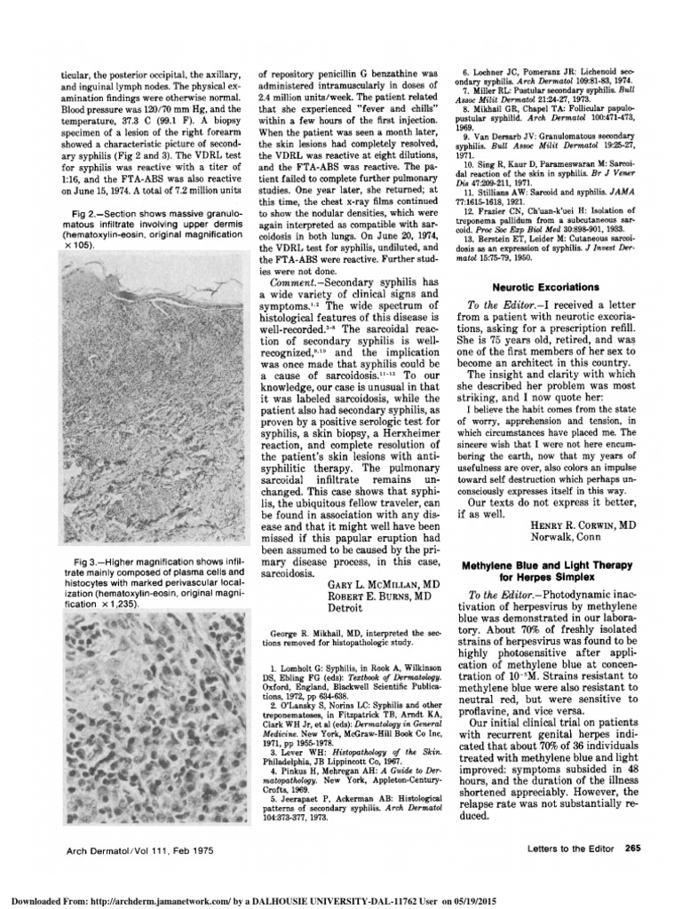 Methylene Blue and Light Therapy For Herpes Simplex | PDF | Dermatitis ...