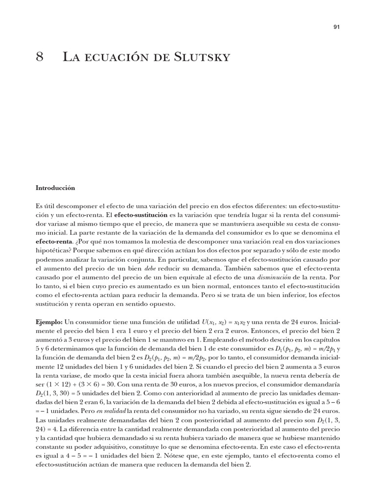 La Ecuacion de Slutsky | PDF | Curva de demanda | Ciencias económicas