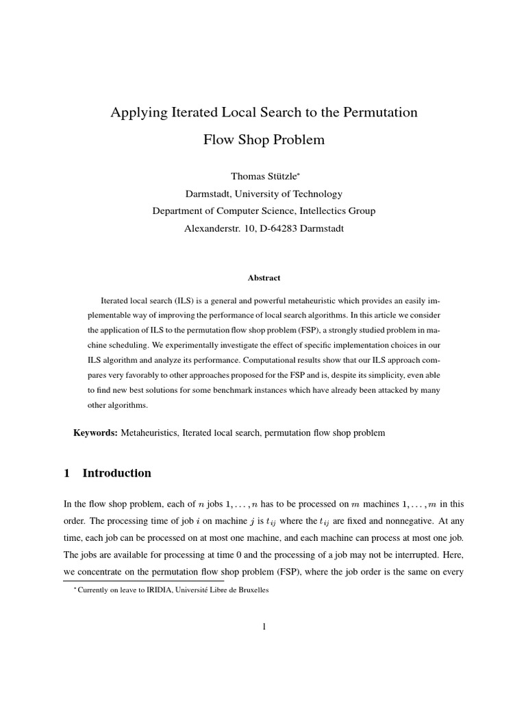 Stutzle 1998 ILS | Download Free PDF | Metaheuristic | Mathematical Optimization