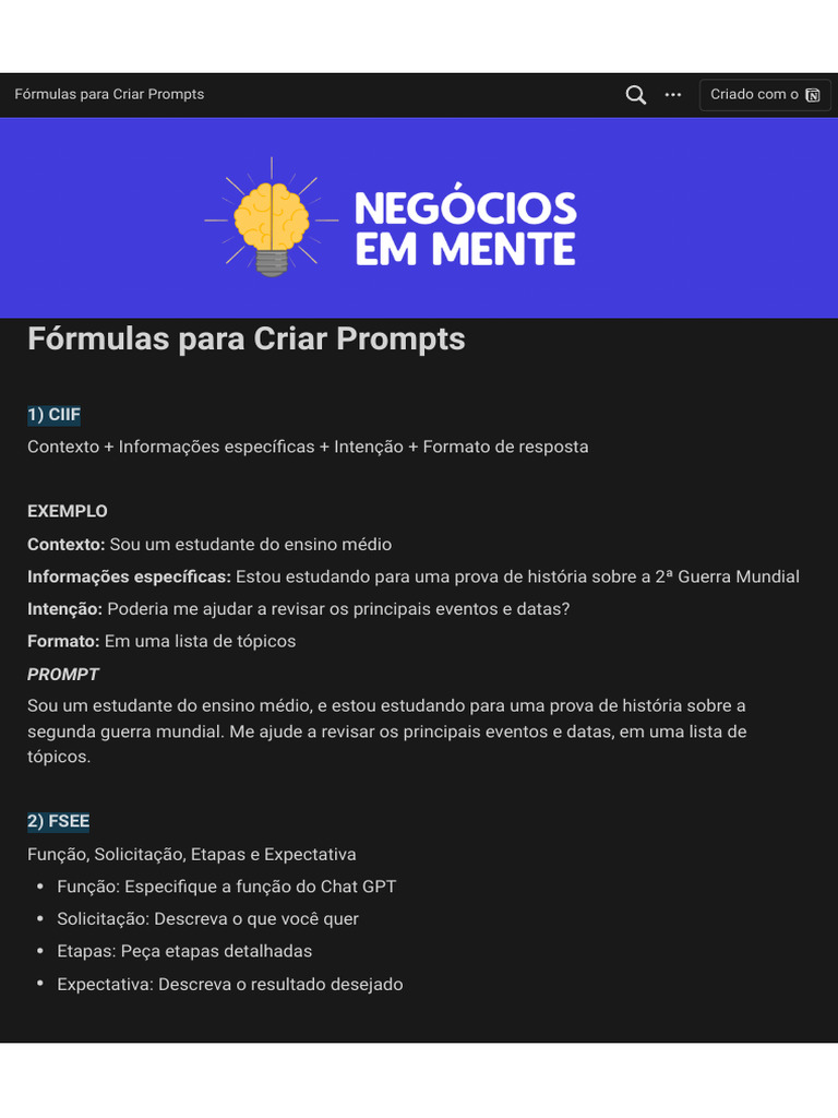 Fórmulas para Criar Prompts | PDF | Veganismo | Culinária