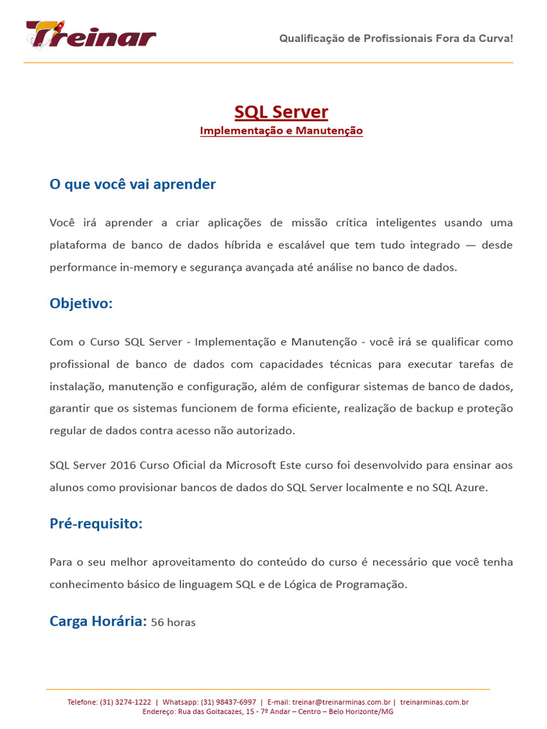 Conteúdo Programático - SQL Server Implementação e Manutenção ...