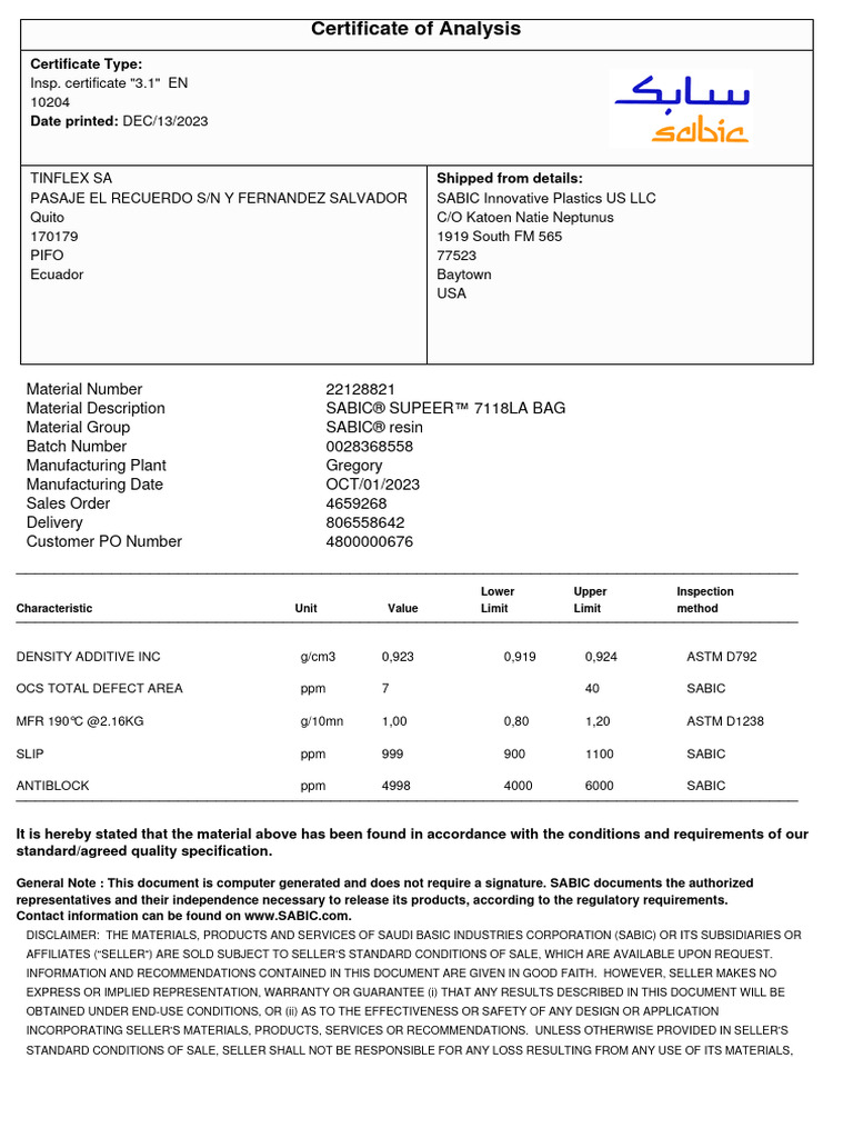Sabic® Supeer™ 7118la LN 28368558 | PDF | Patent | Intellectual Property