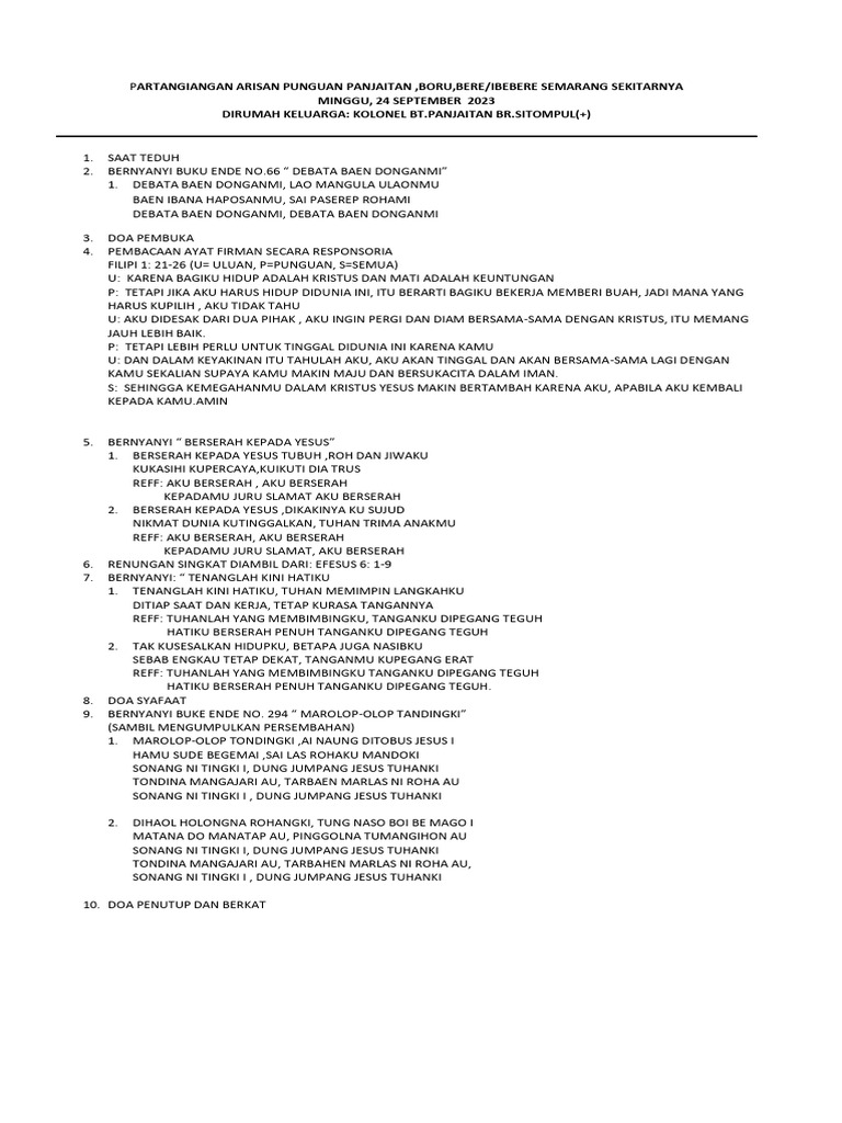 Partangiangan Arisan Punguan Panjaitan | PDF Partangiangan Arisan Punguan Panjaitan | PDF