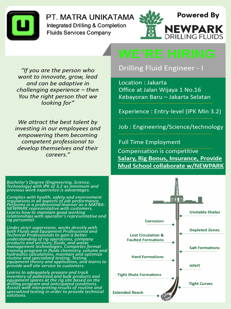 Hiring Flyer Drilling Fluid Engineer 1 | PDF | Employment | Business