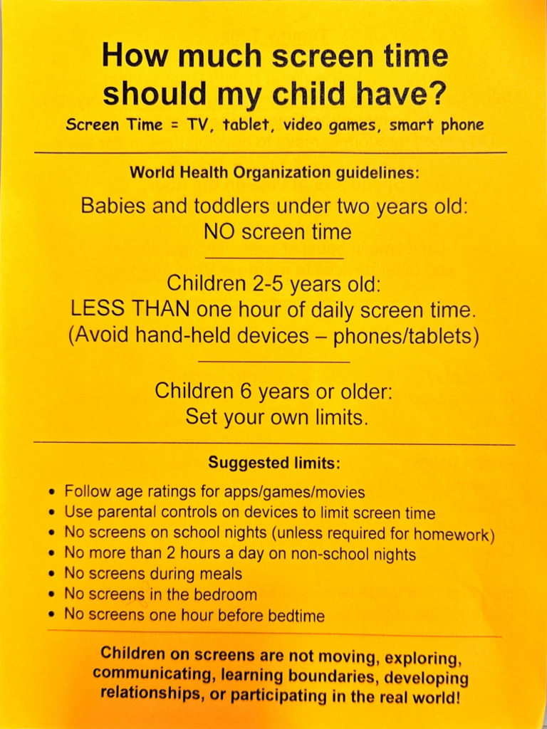 Screen Time Hand Outs | PDF | Human Development