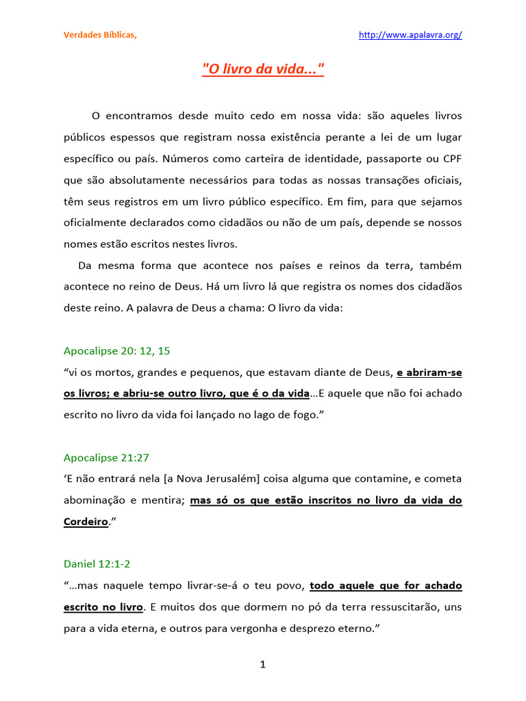 O Livro Da Vida | PDF | Jesus | Deus