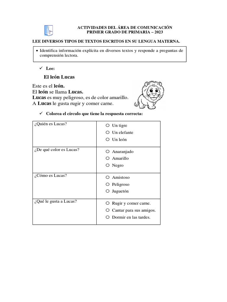 Actividades Del Area De Comunicacio1 PDF