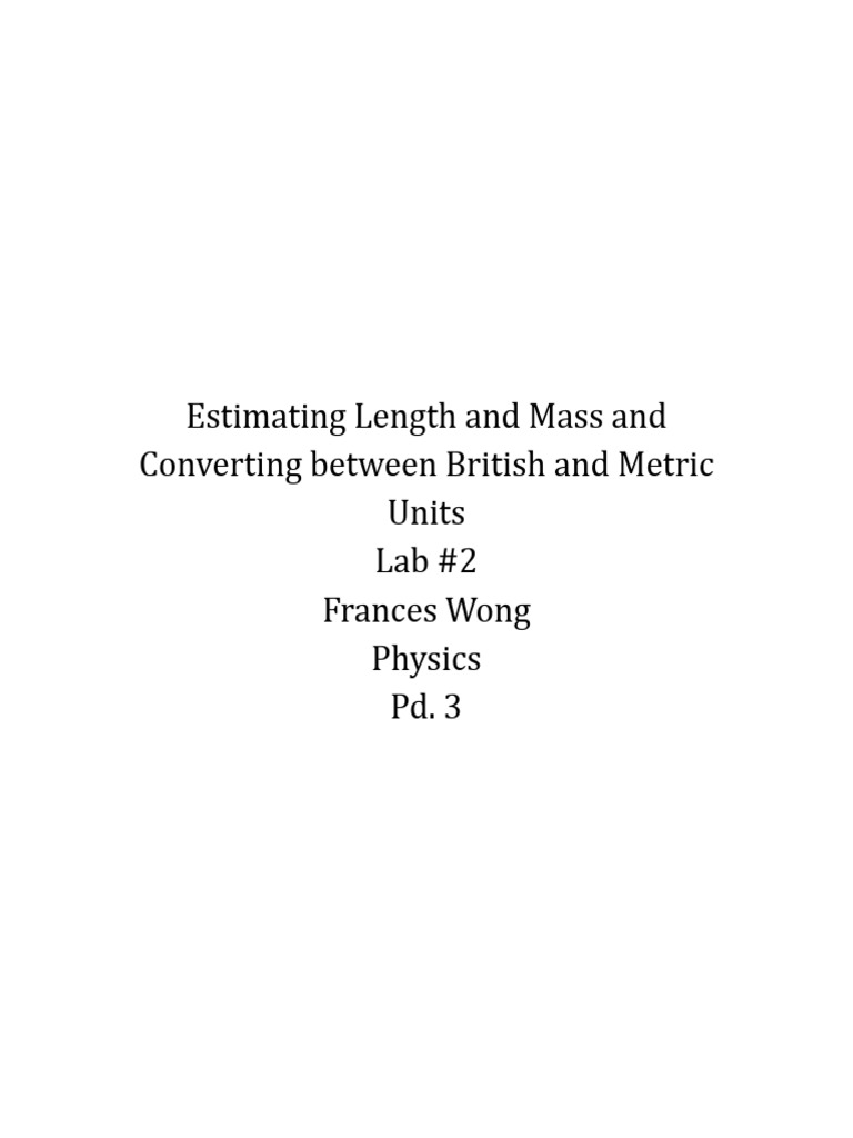 Length and Mass Measurement Lab Guide | PDF | Measurement | Kilogram