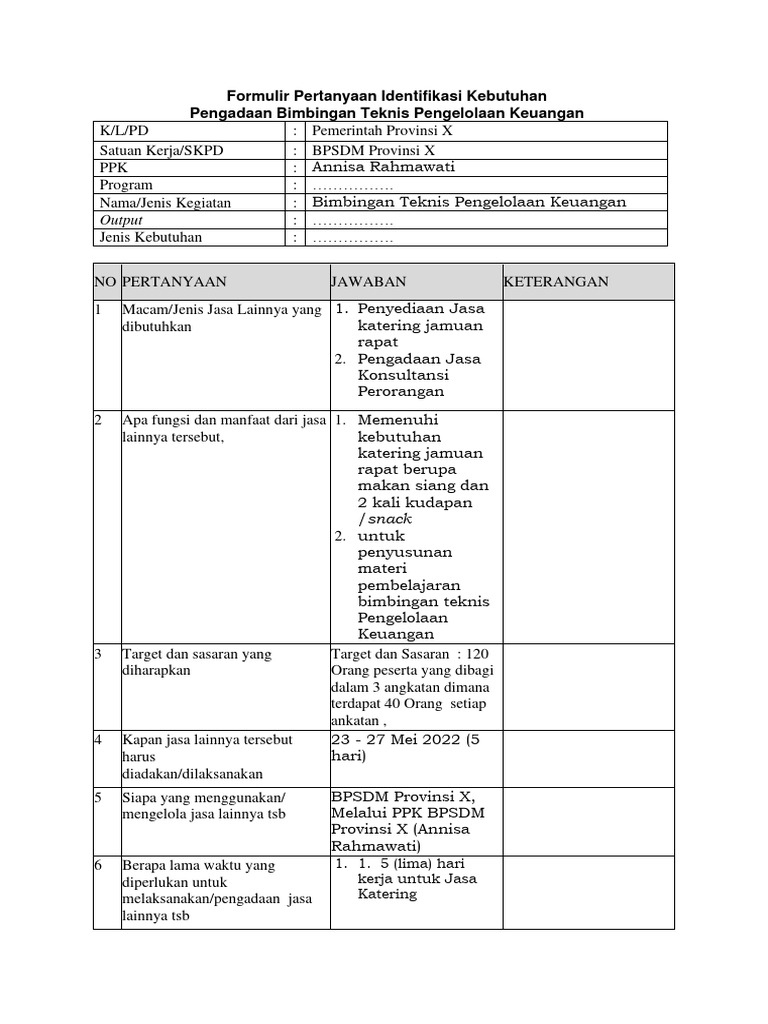 Lampiran 3 - Form Identifikasi Kebutuhan | PDF