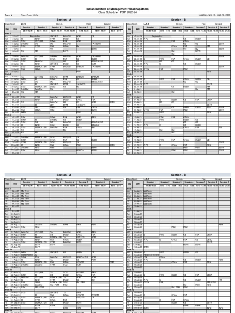 Class Schedule Term-4 PGP 2022-24-Circulation | PDF | Corporations ...