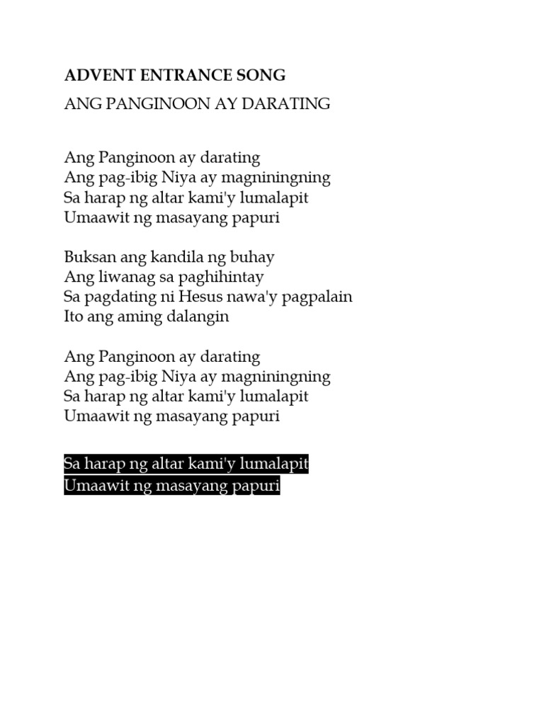 Advent Entrance Song | PDF