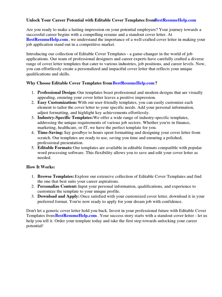 Editable Cover Letter For CV | PDF | Résumé | Employment