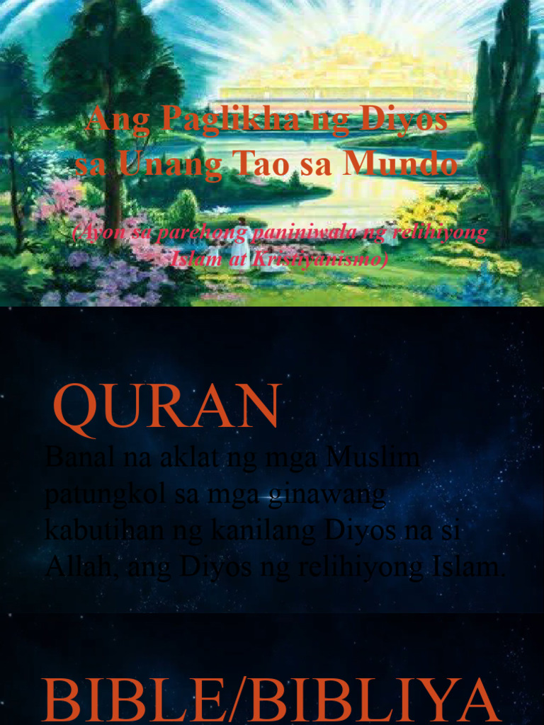 Ang Paglikha NG Diyos Sa Unang Tao Sa Mundo | PDF