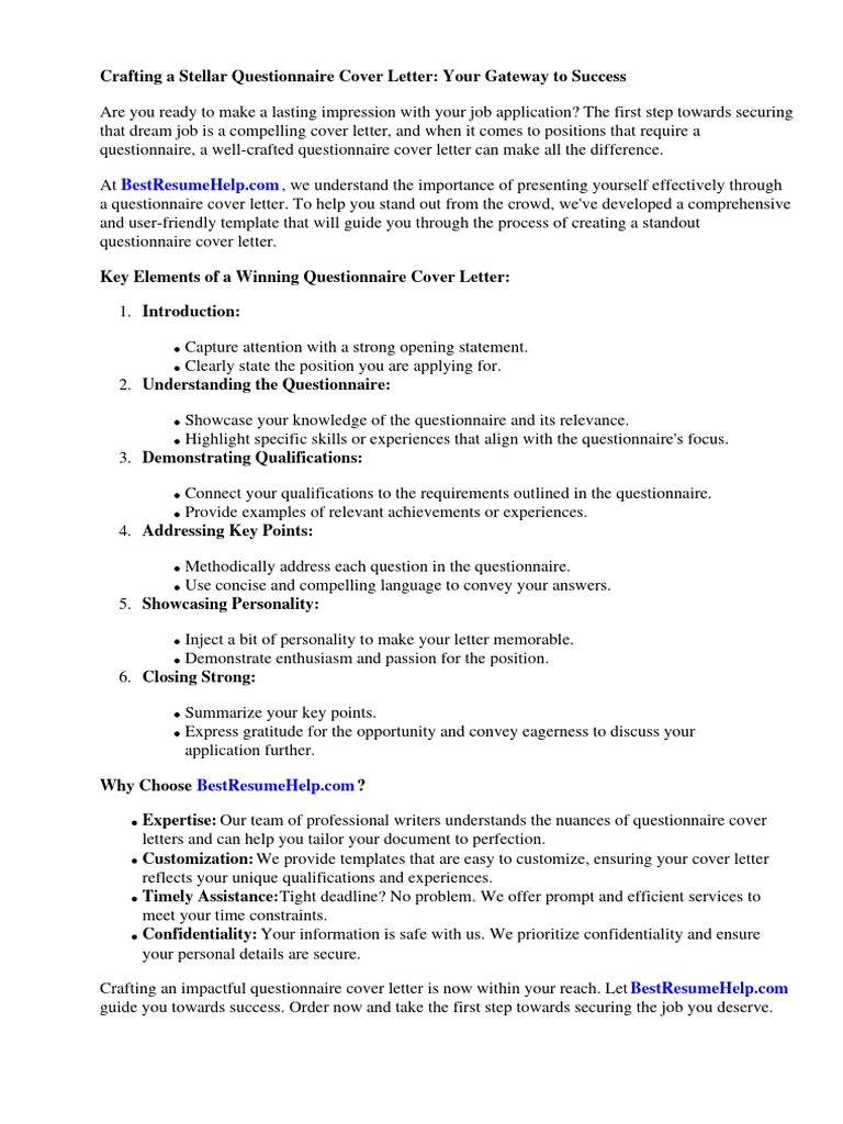 Questionnaire Cover Letter Template | PDF