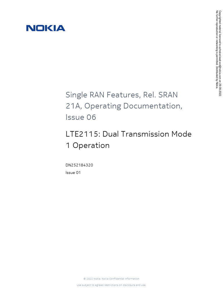 LTE2115 Dual Transmission Mode 1 Operation | PDF | Duplex (Telecommunications) | Mimo
