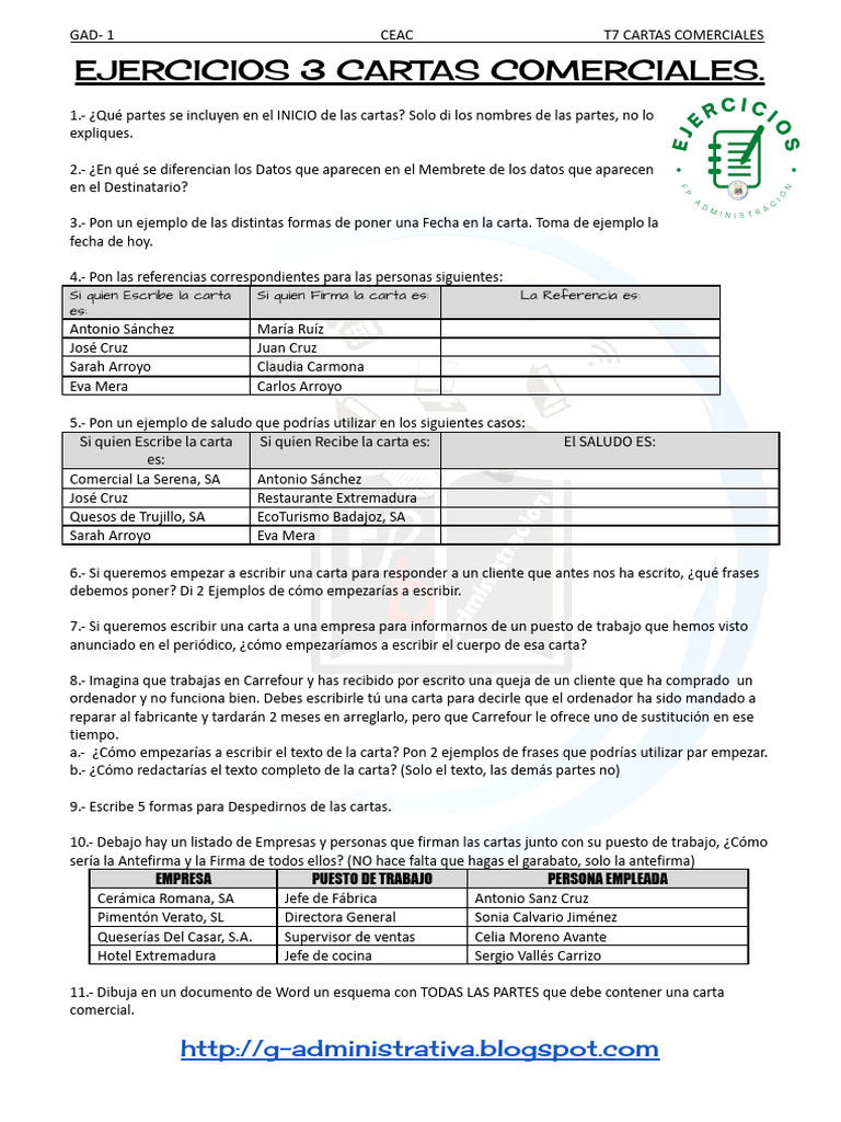 Ejercicios Cartas 3 | PDF