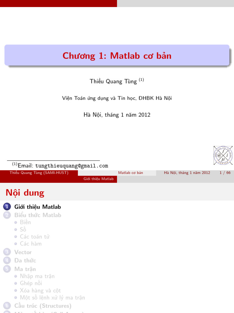 Introduction - Matlab Co Ban | PDF
