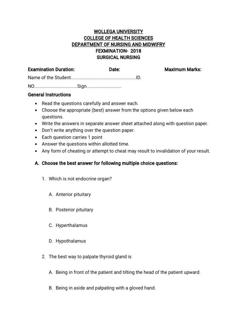 Endocrine Exam | PDF