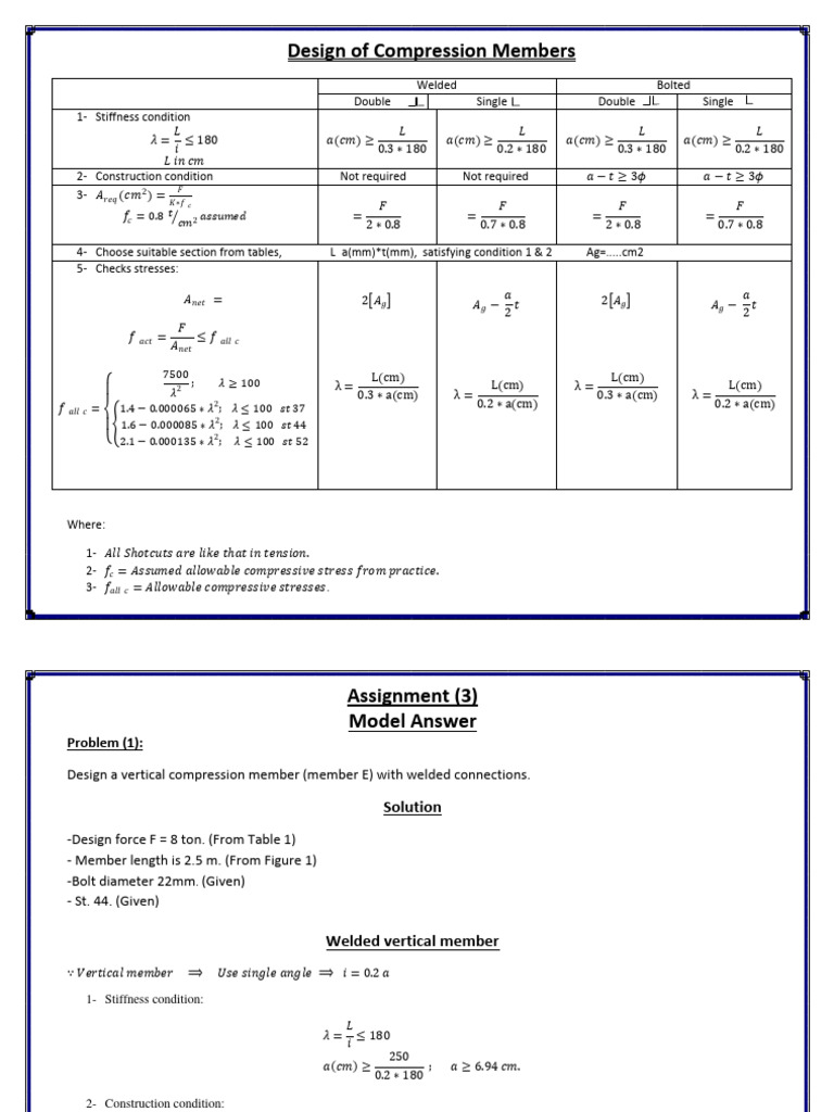 Assign 3 - Compression Members - Model Answer | PDF | Mechanical Engineering | Applied And ...