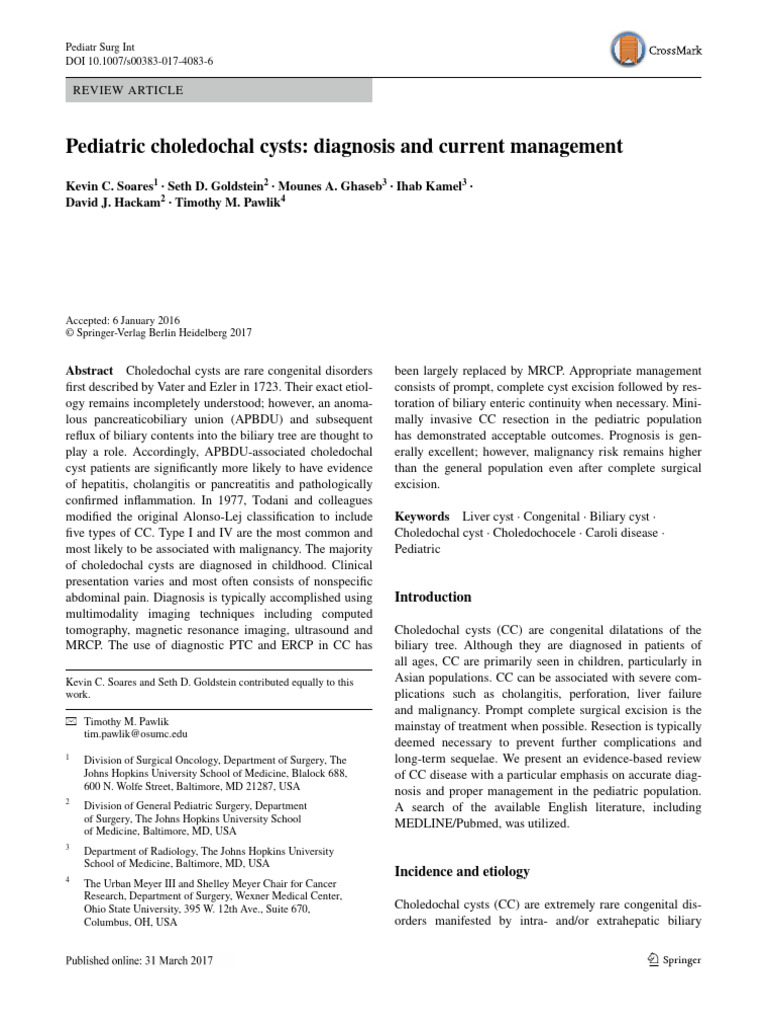 Choledochal Cyst | PDF | Diseases And Disorders | Causes Of Death
