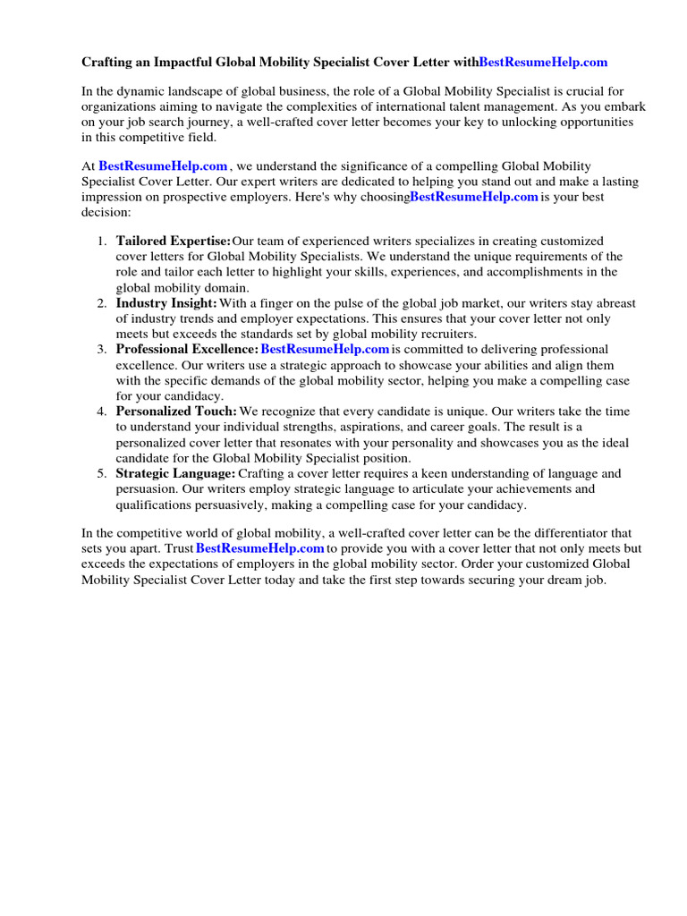 Global Mobility Cover Letter Guide | PDF | Résumé | Human Resource ...