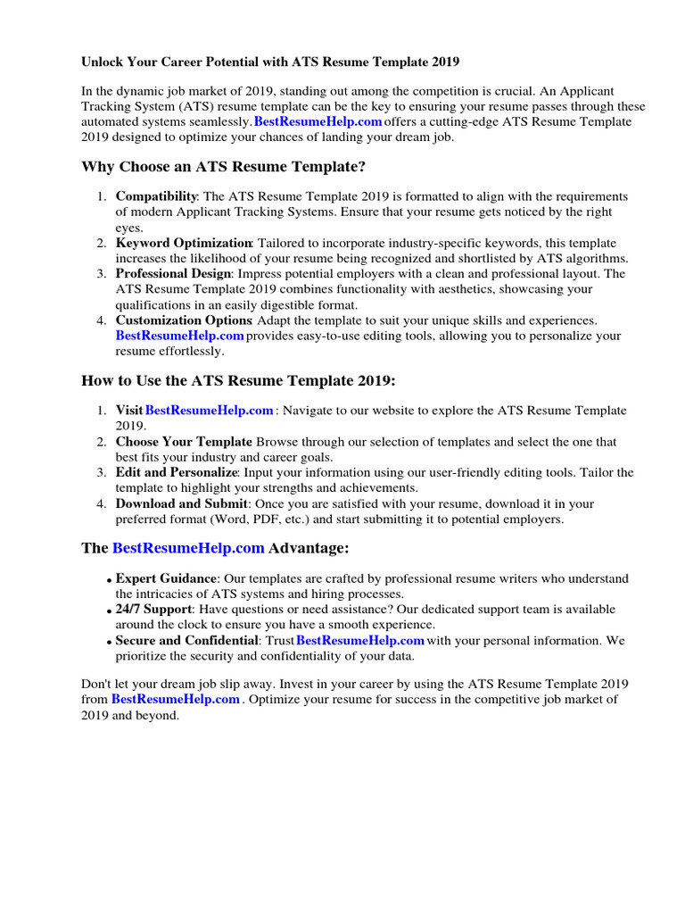 Ats Resume Template 2019 | PDF | Résumé | Recruitment