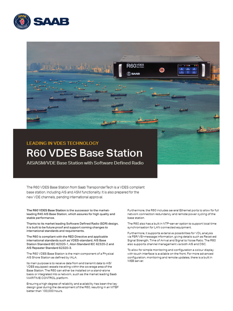 Saab-R60-Vdes-Base-Station Datasheet 7000 120 006d | PDF | Computer ...
